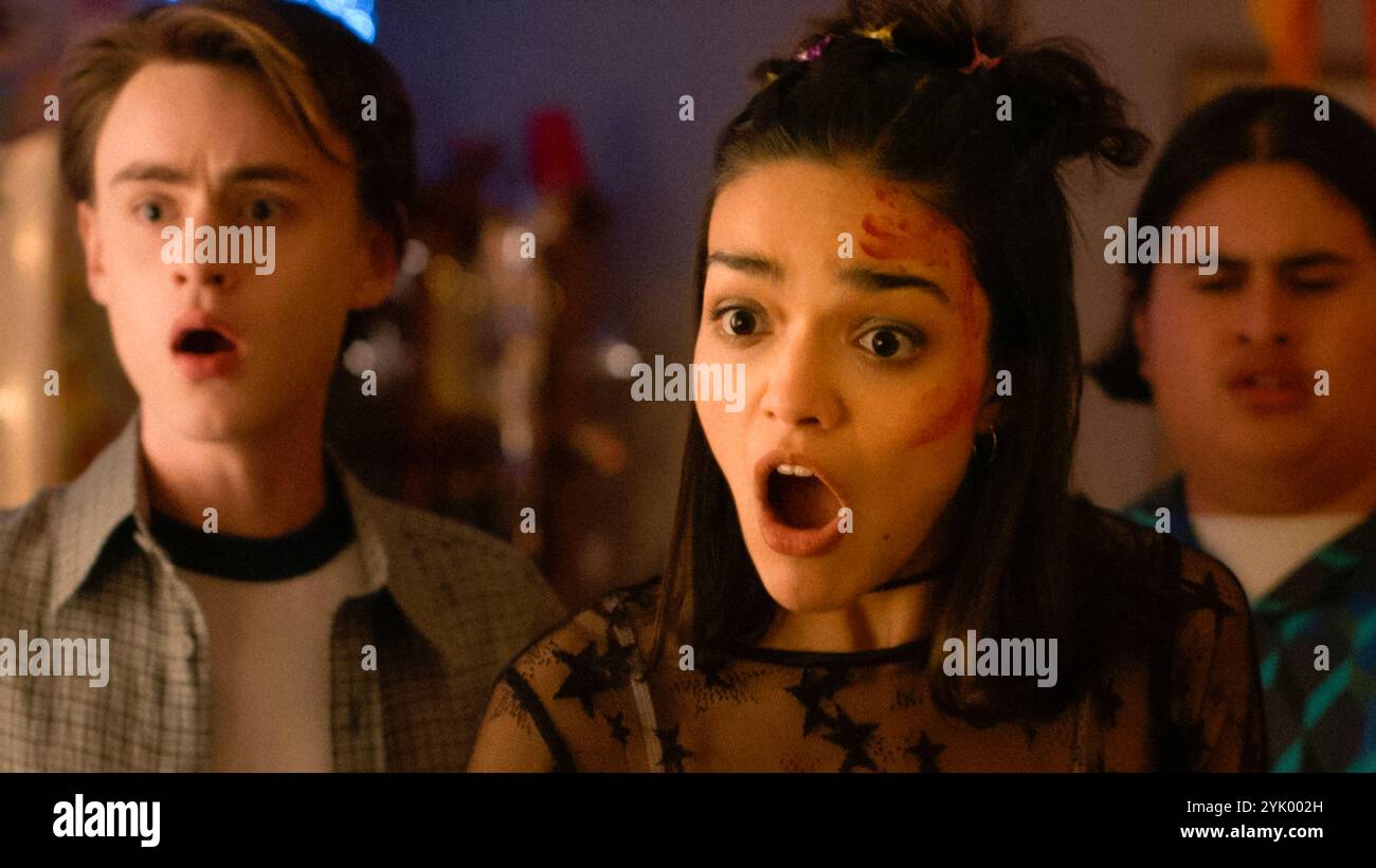 Y2K (2023) directed by Kyle Mooney and starring Rachel Zegler, Julian ...