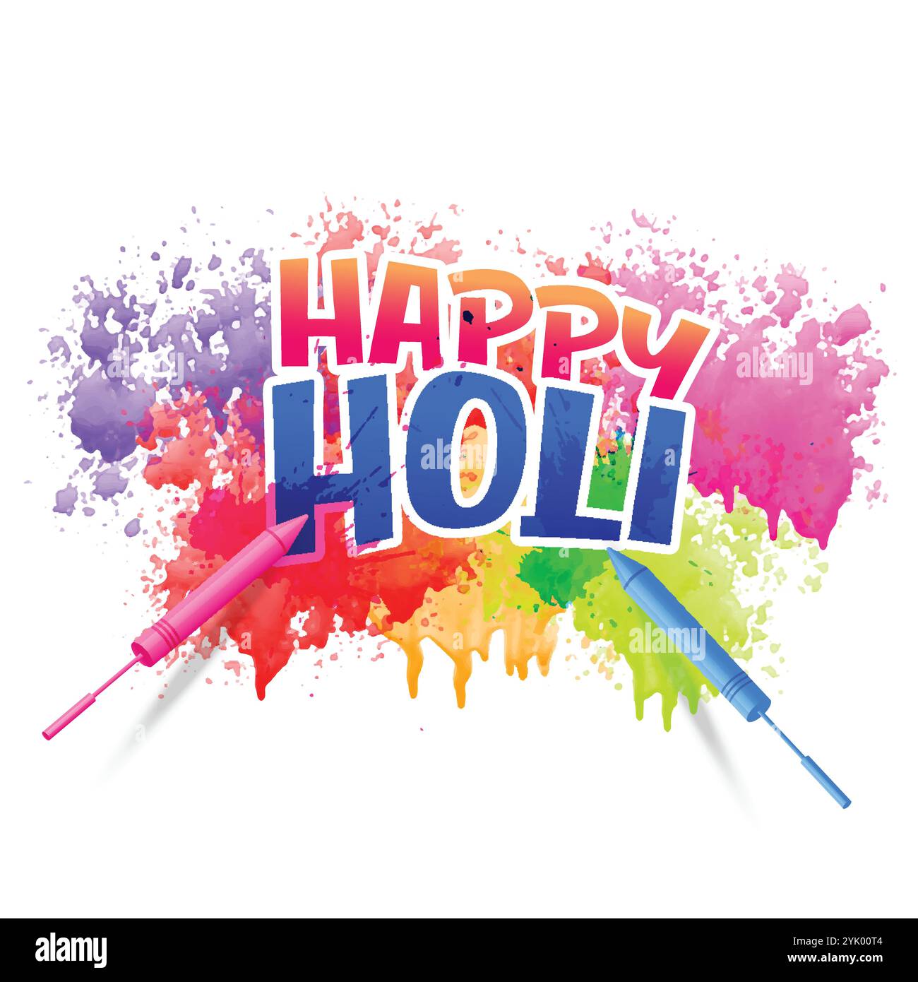 happy holi design with watercolor splash Stock Vector Image & Art - Alamy