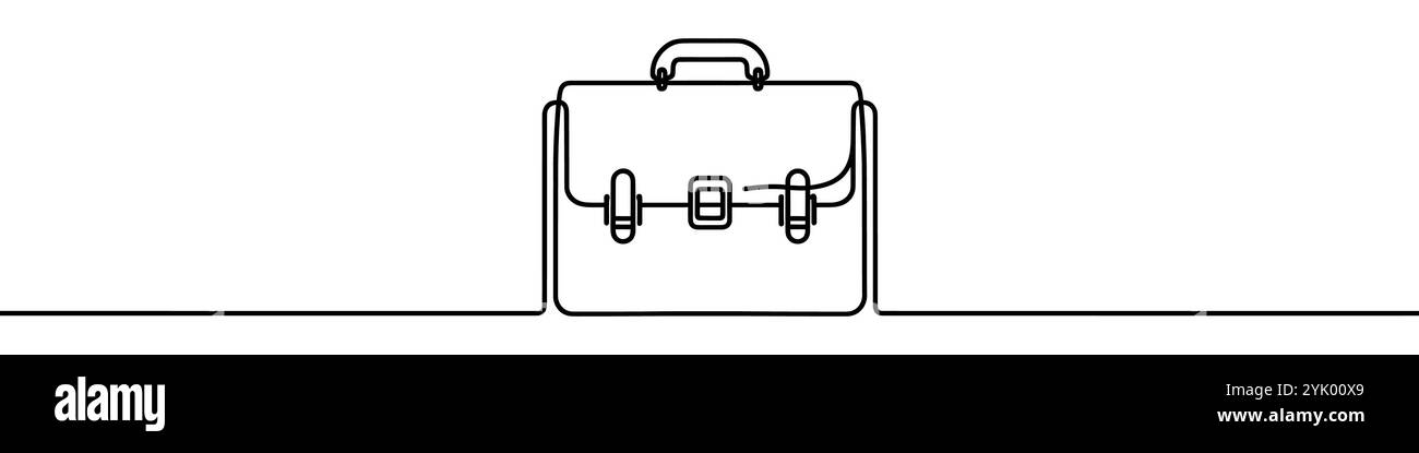 Minimalist illustration of a business briefcase drawn with a single ...
