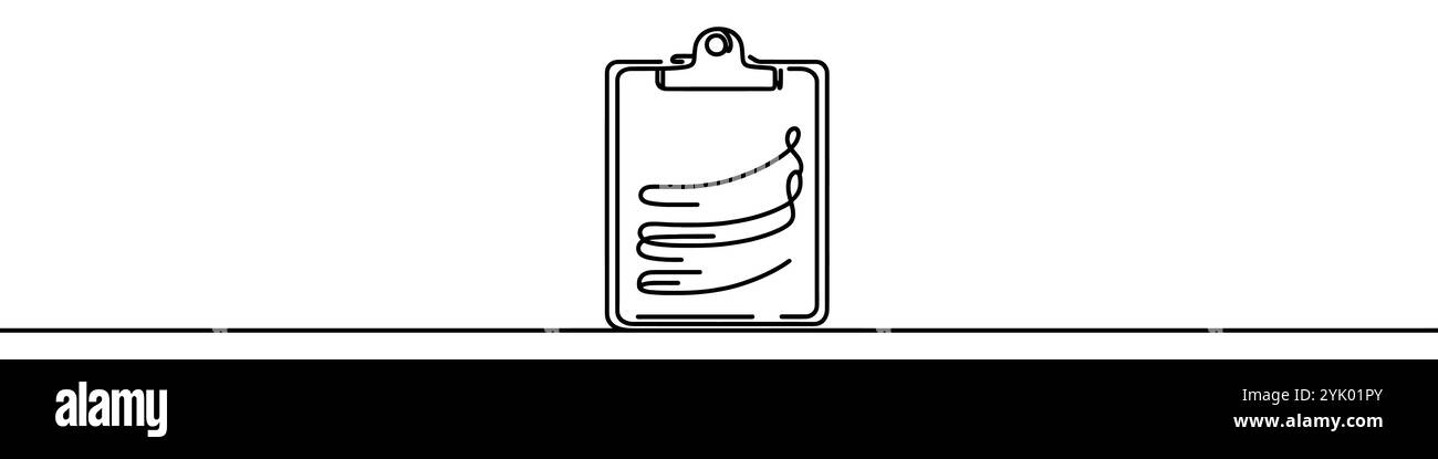 One continuous line illustration of a checklist, isolated on white ...