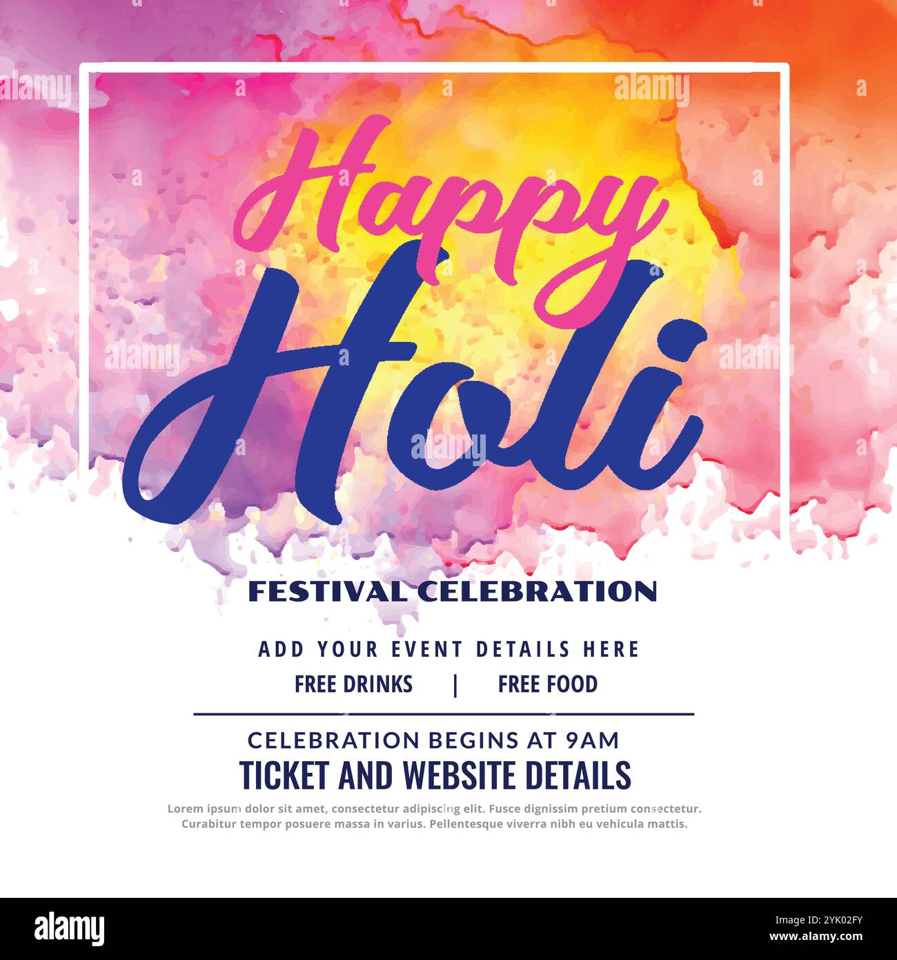 happy holi festival celebration invitation card design Stock Vector ...