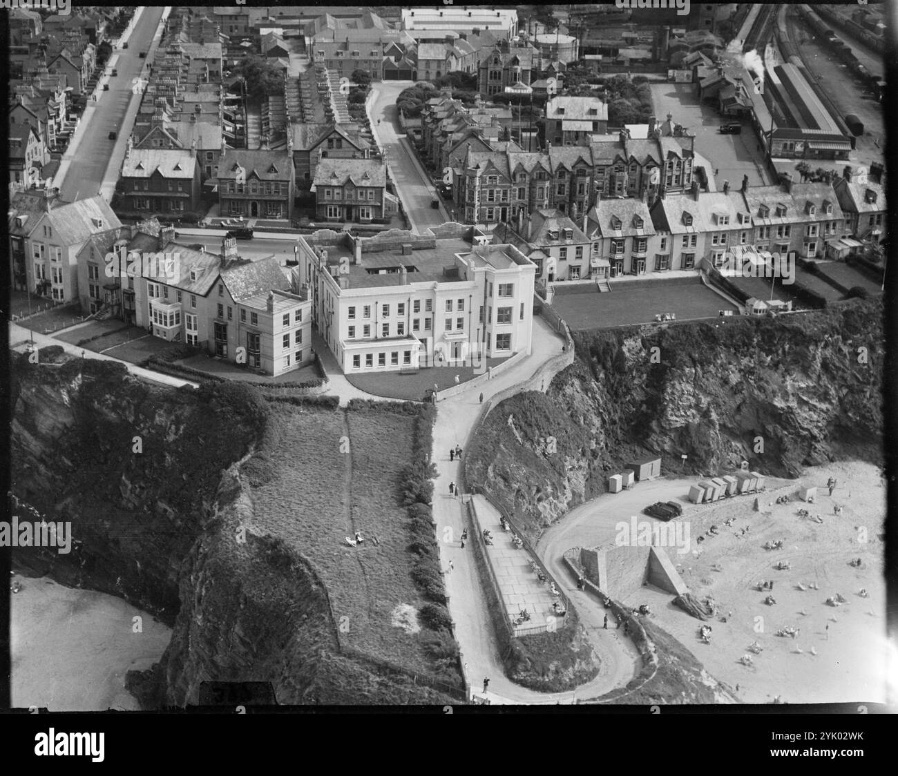 The Great Western Hotel and Tolcarne Point, Newquay, Cornwall, c1930s ...