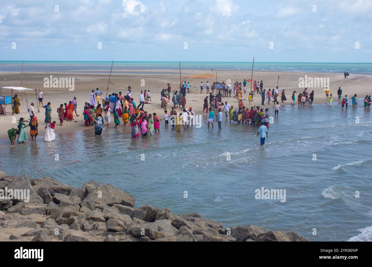 Dhanushkodi, Tamil Nadu, India - Oct 10, 2024: Tourists flocking the ...