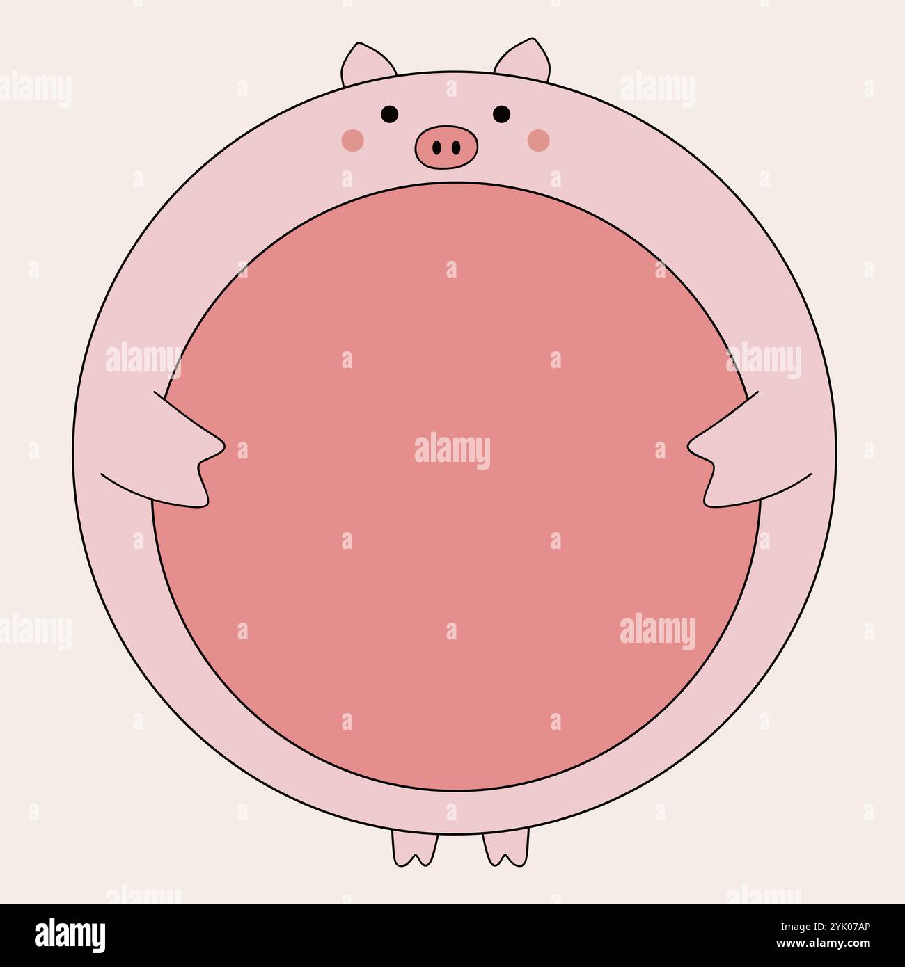 cute pink pig circle background Stock Photo - Alamy