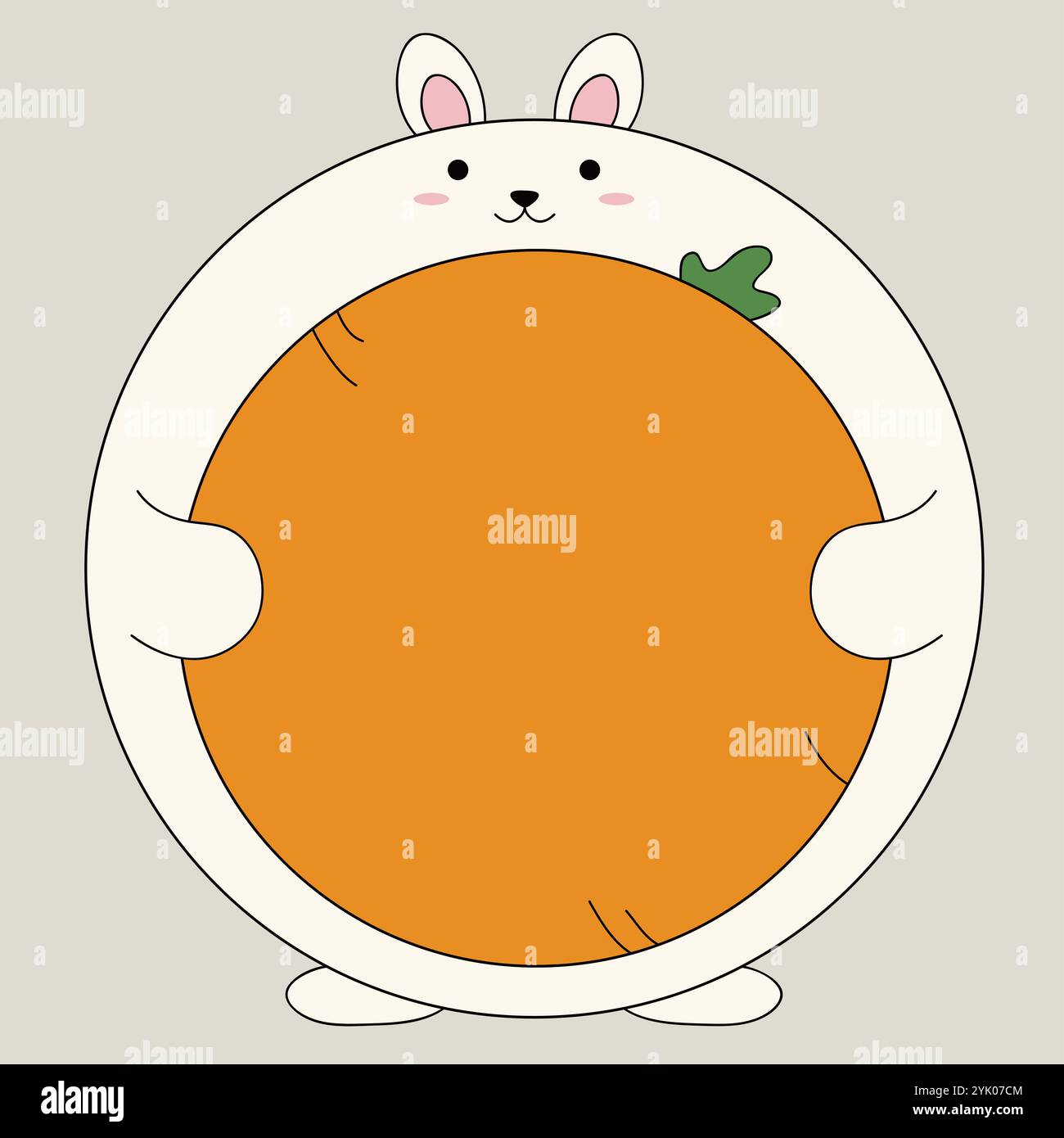 cute white rabbit circle background Stock Photo - Alamy