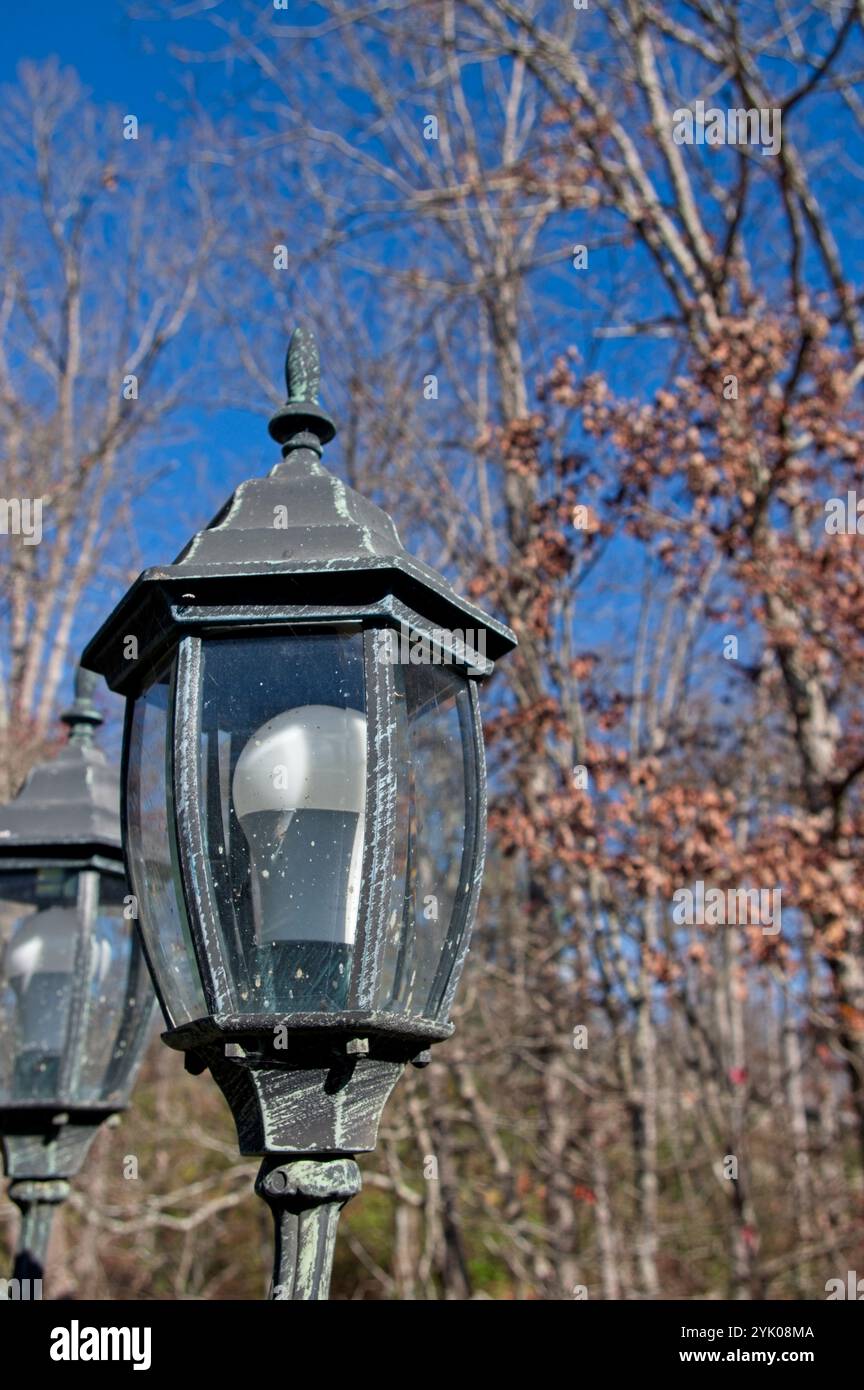 Cast iron lamp post globe Stock Photo - Alamy