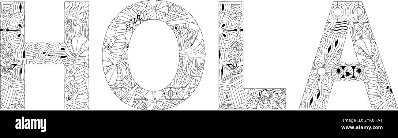 The word HOLA. Vector word isolated for coloring Stock Vector Image ...