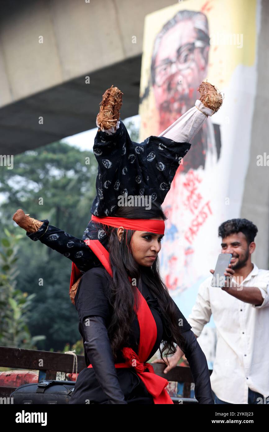 Dhaka, Bangladesh - November 16, 2024: In order to awaken the bloody ...