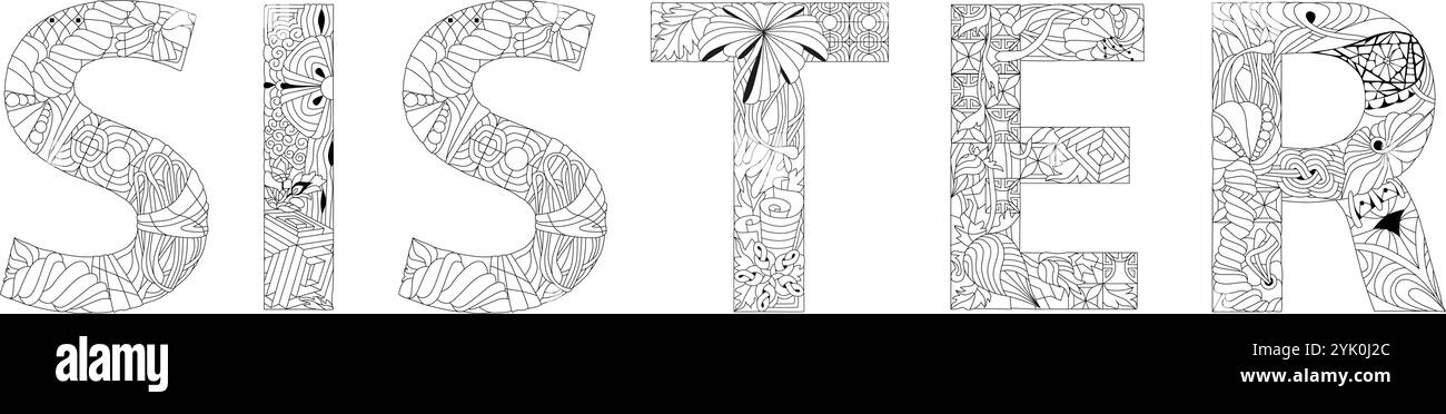 SISTER handwritten word for coloring. Modern calligraphy for any ...