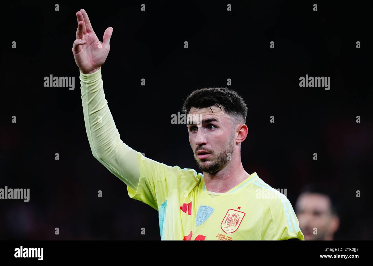 Parken, Copenhagen, Denmark. 15th Nov, 2024. Aymeric Laporte of Spain ...