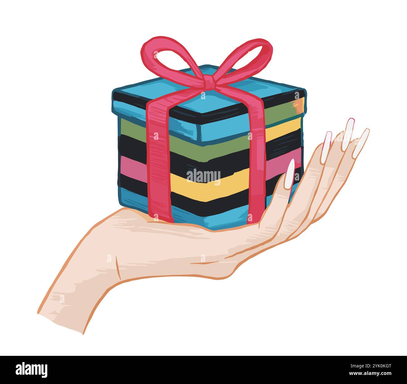 Hands hold wrapped gift Stock Vector Images - Alamy