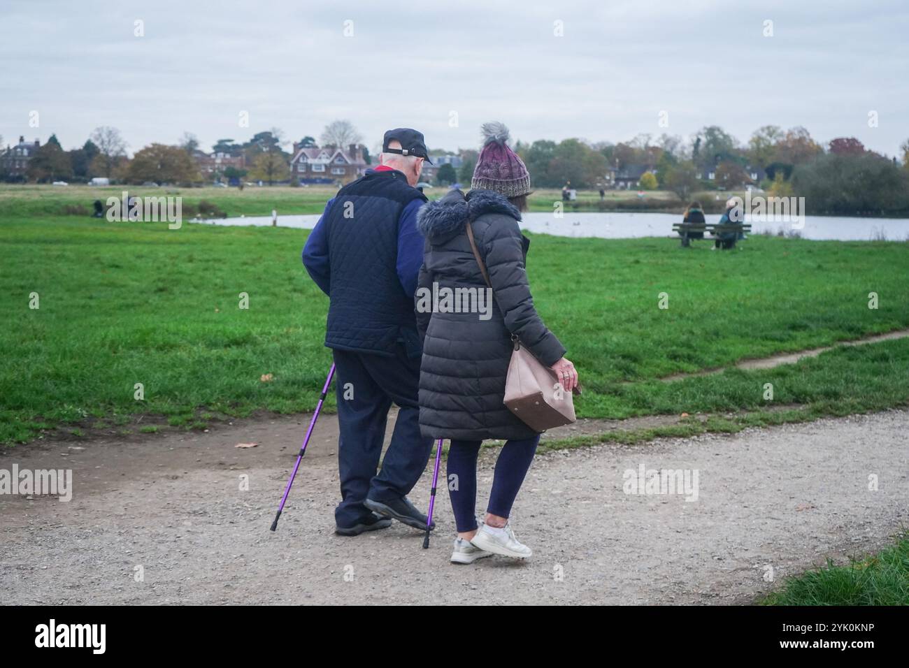 London, UK. 16 November 2024 Walkers on Wimbledon common, south west ...
