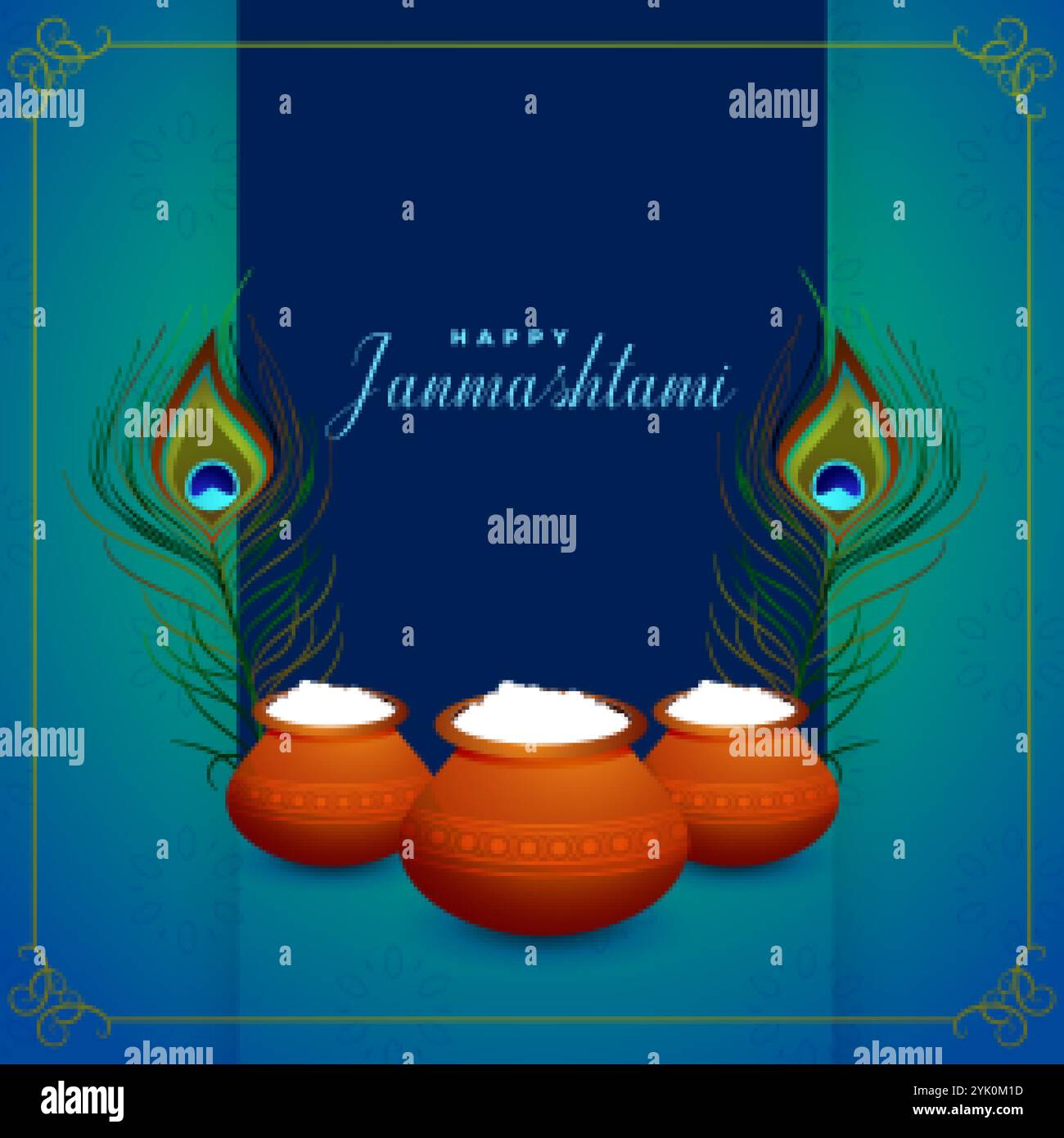 happy janmashtami dahi handi festival background Stock Vector Image ...