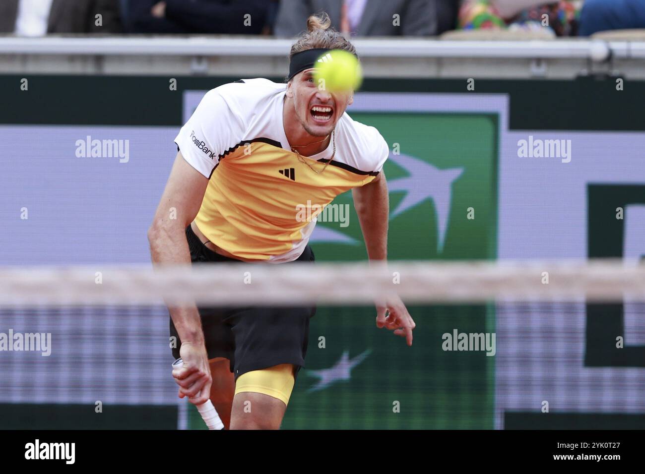 German player Alexander Zverev in action at the French Open, Roland Garros, Paris, France Stock ...