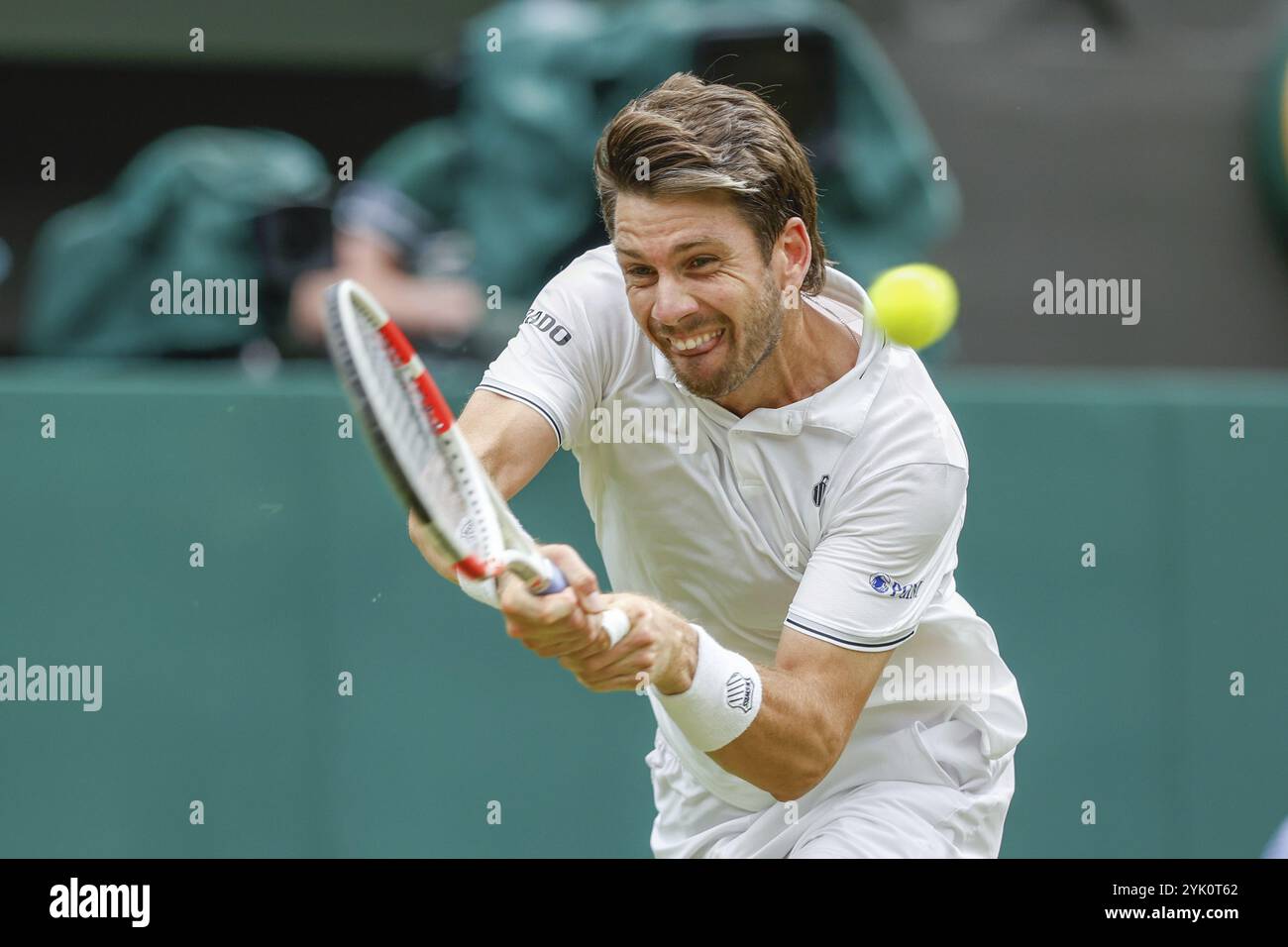 British tennis player Cameron Norrie in action at the 2024 Wimbledon ...