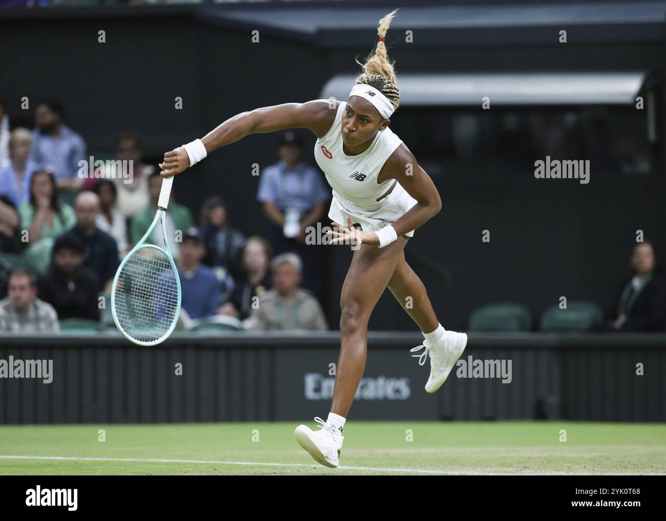 US tennis player Coco Gauff in action at the 2024 Wimbledon ...