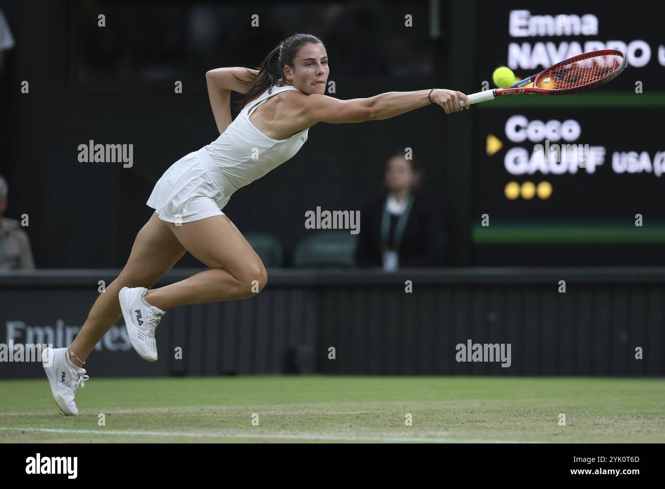 US tennis player Emma Navarro in action at the 2024 Wimbledon ...