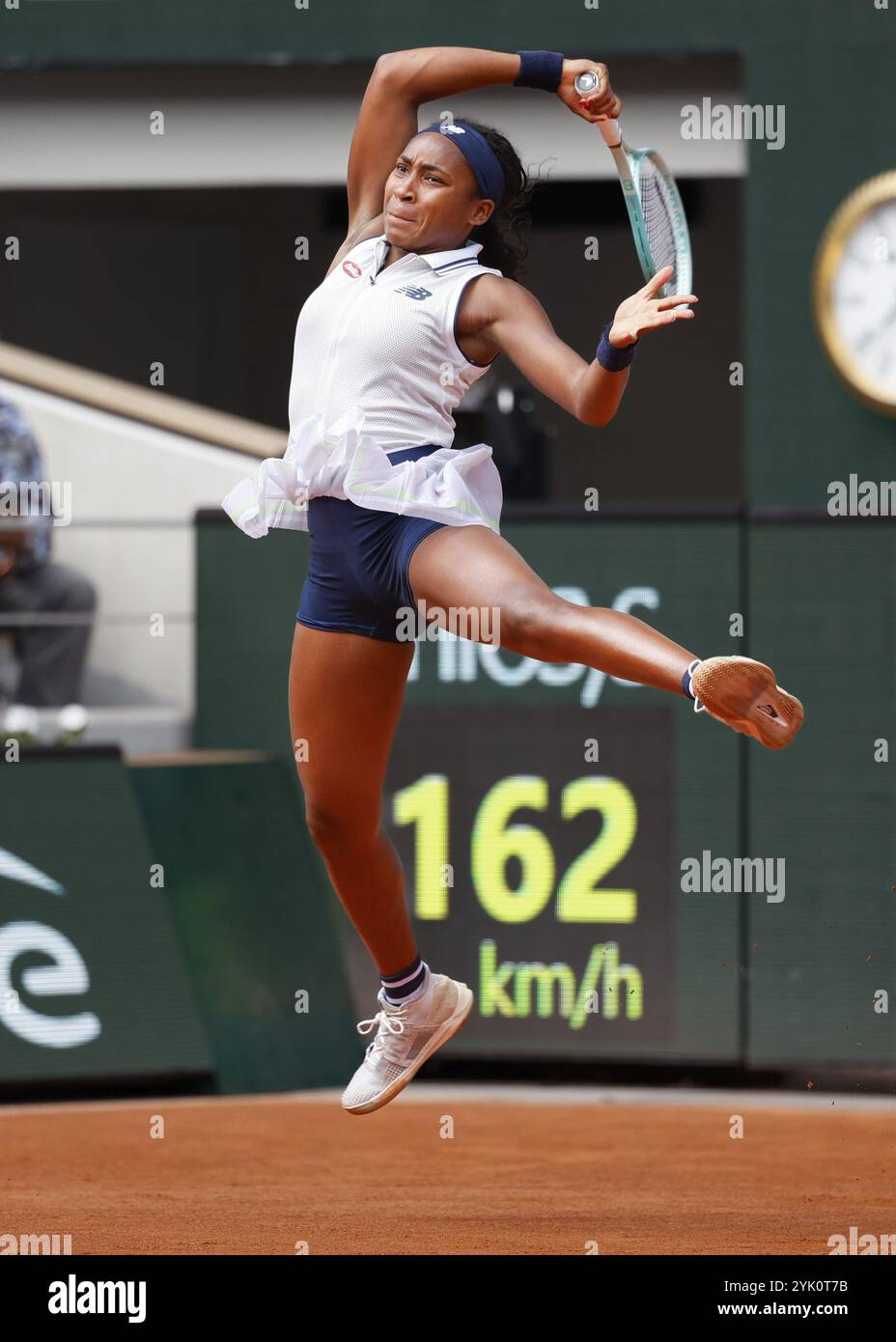 American tennis player Coco Gauff in action at the French Open 2024, Roland Garros, Paris ...