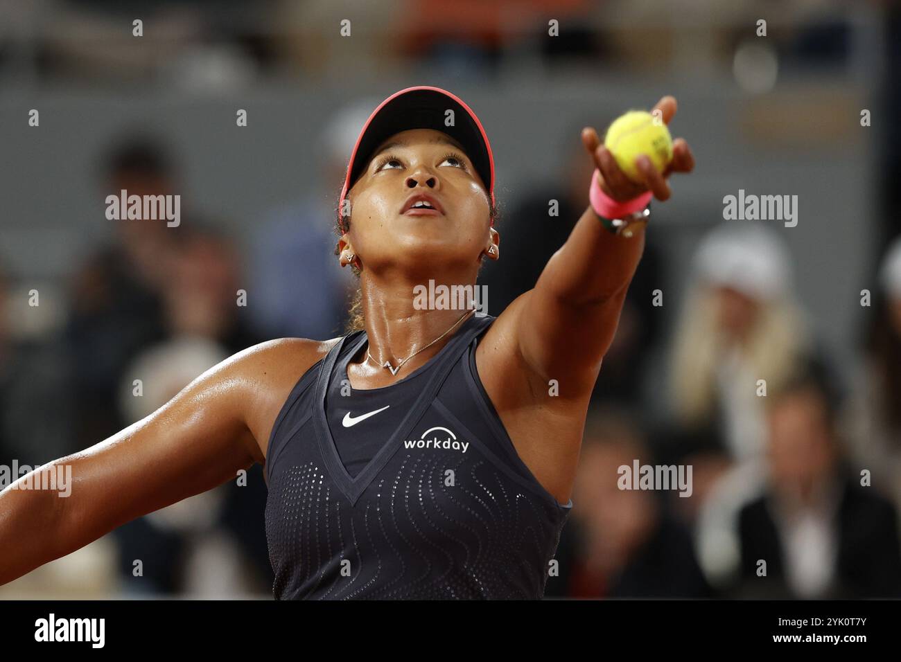 Japanese tennis player Naomi Osaka in action at the French Open 2024 ...