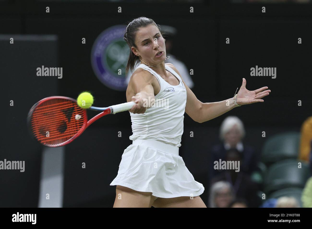 US tennis player Emma Navarro in action at the 2024 Wimbledon ...