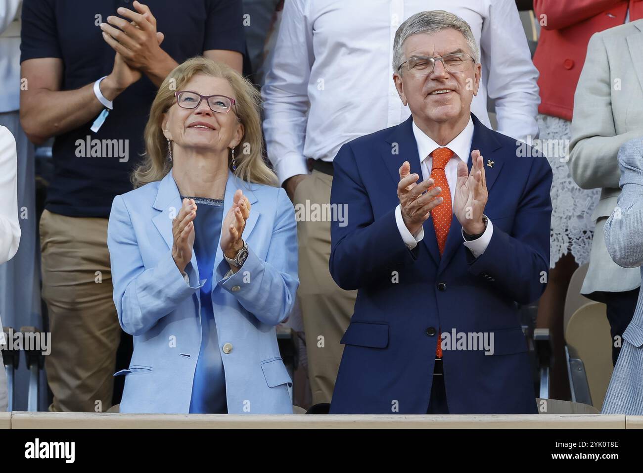 IOC President Thomas Bach and his wife Claudia at the 2024 French Open ...