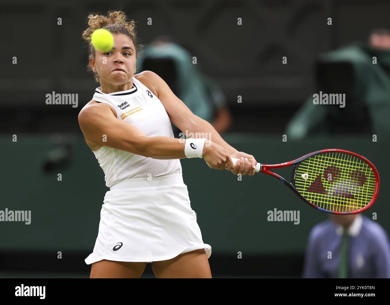 Italian tennis player Jasmine Paolini in action at the 2024 Wimbledon ...