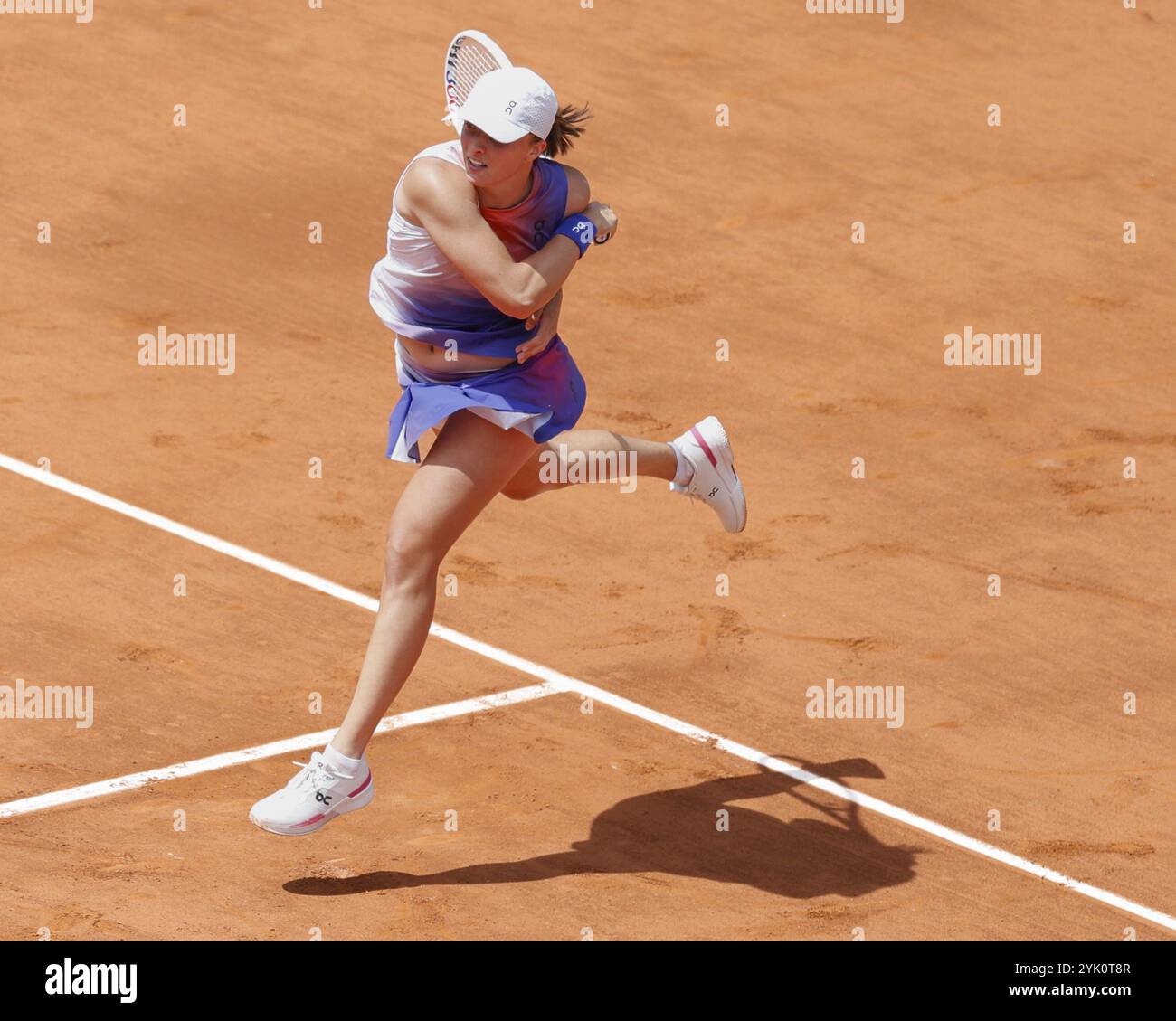 Polish tennis player Iga Swiatek in action at the French Open 2024 ...