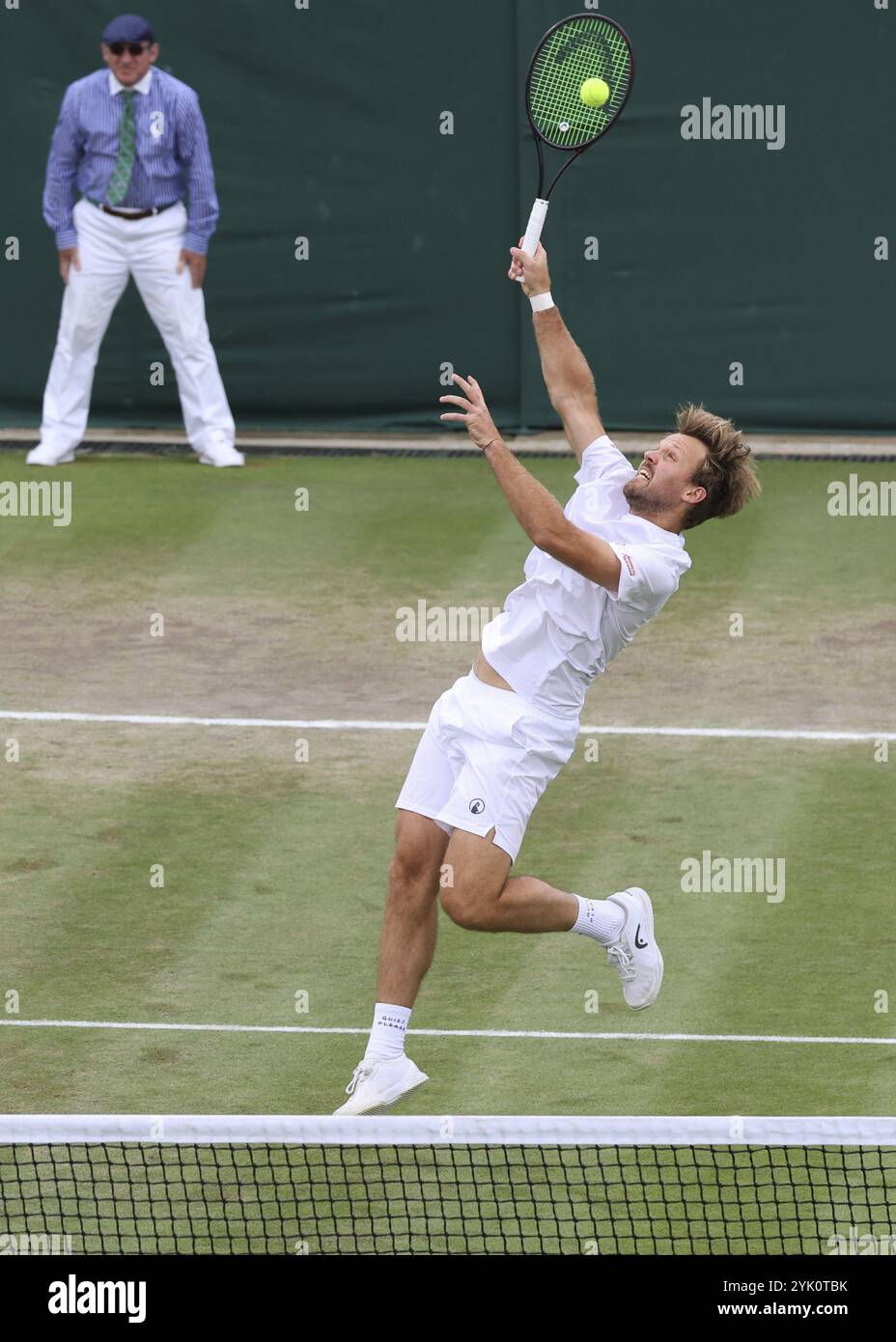 German tennis player Kevin Krawietz in action at the 2024 Wimbledon ...