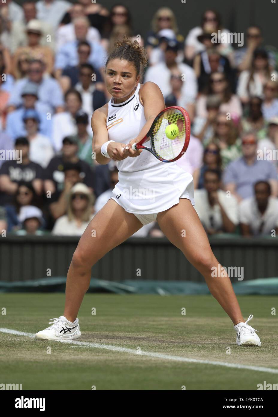 Italian tennis player Jasmine Paolini in action at the 2024 Wimbledon ...