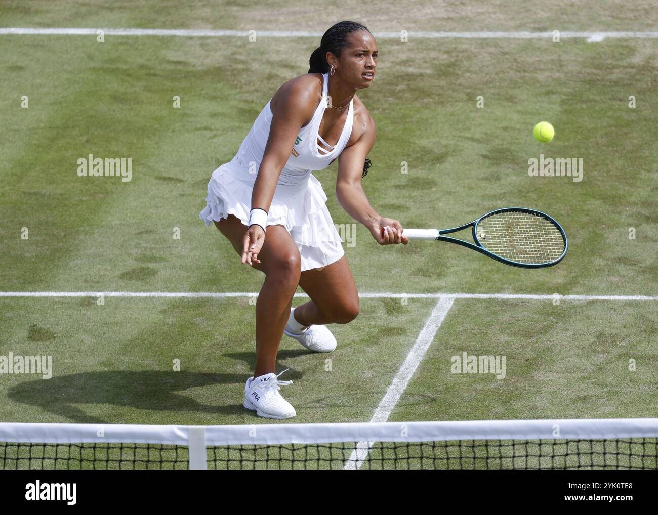 US tennis player Robin Montgomery in action at the 2024 Wimbledon ...