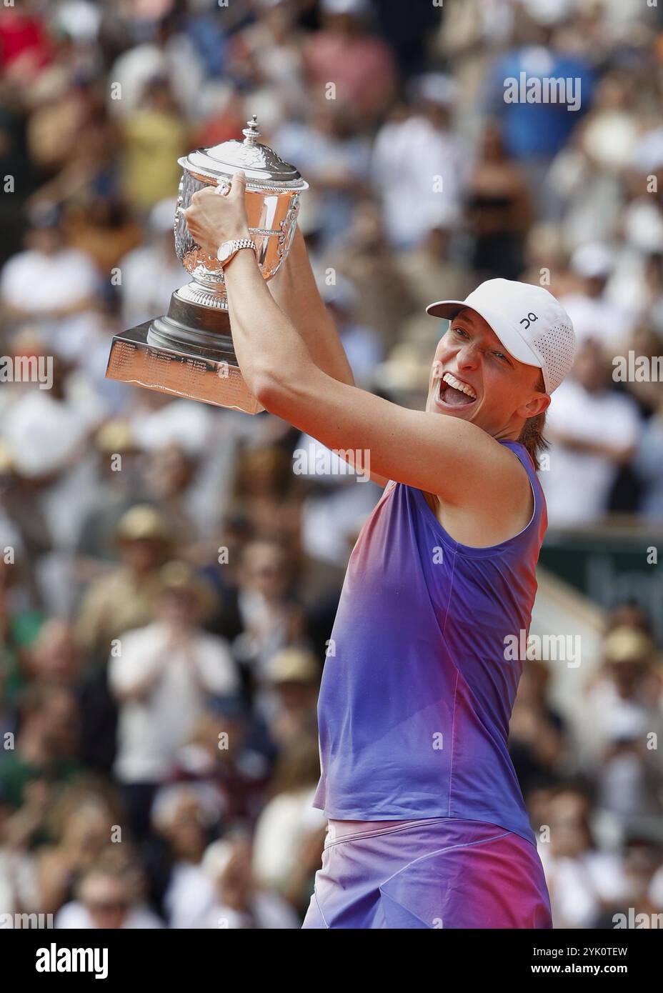 French Open 2024 Champion Iga Swiatek of Poland is holding the trophy ...