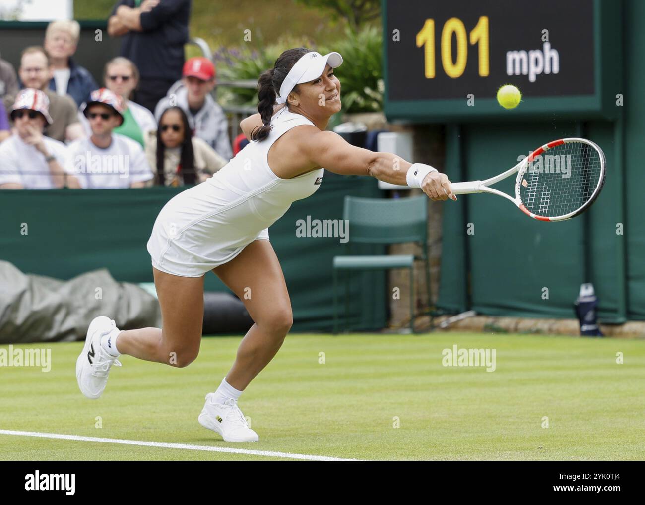 British tennis player Heather Watson in action at the 2024 Wimbledon ...