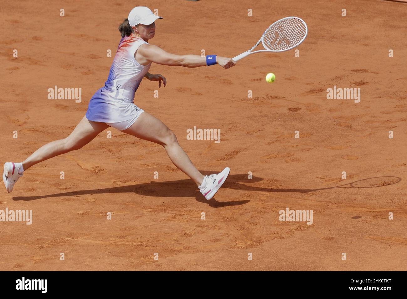 Polish tennis player Iga Swiatek in action at the French Open 2024 ...