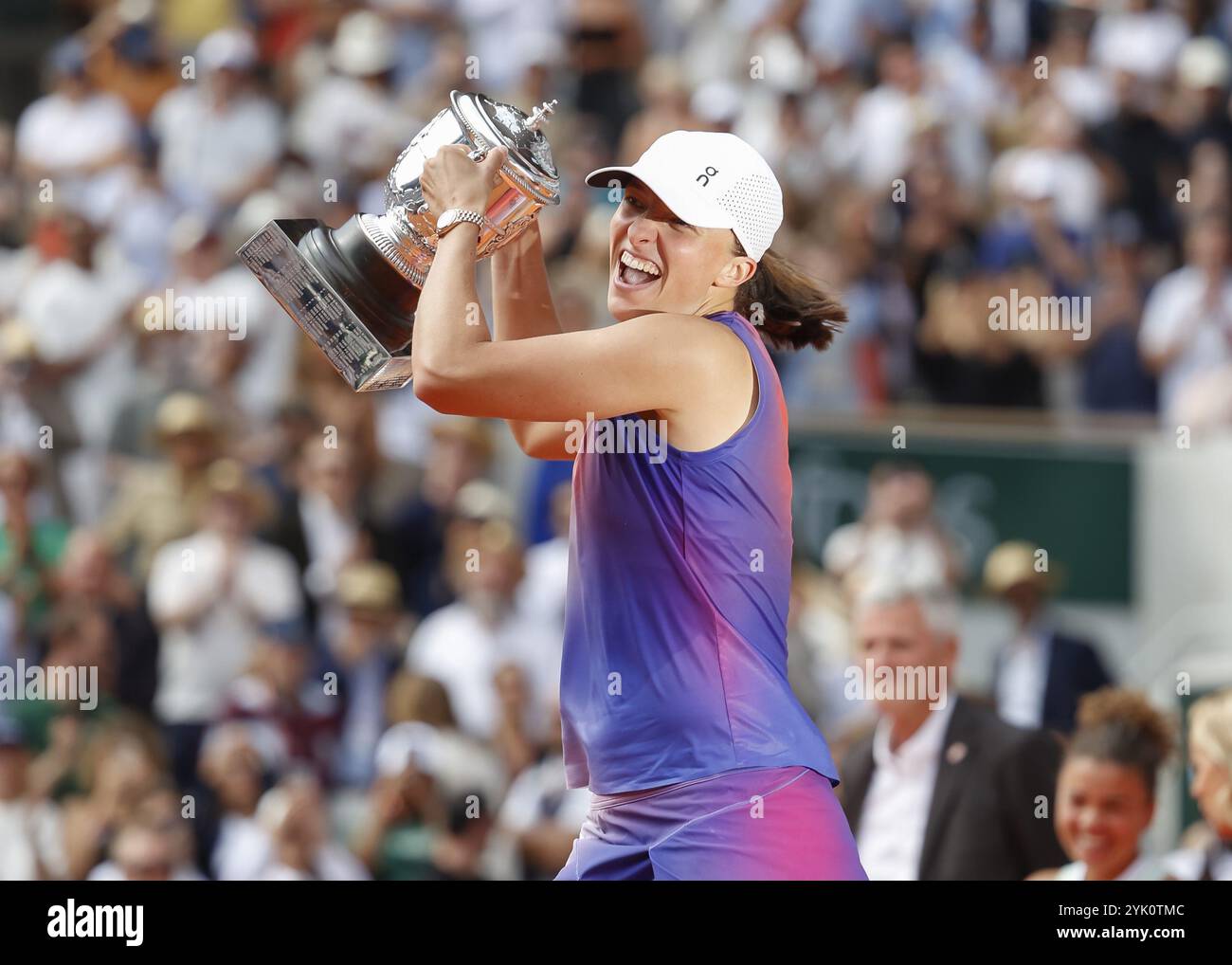French Open 2024 Champion Iga Swiatek of Poland is holding the trophy ...
