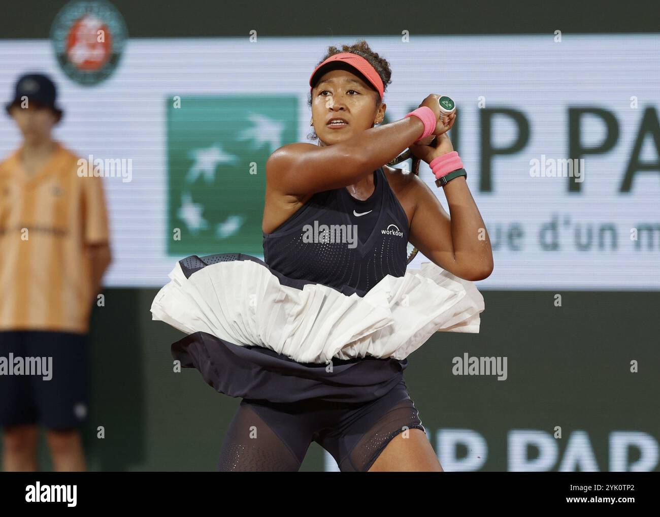 Japanese tennis player Naomi Osaka in action at the French Open 2024 ...