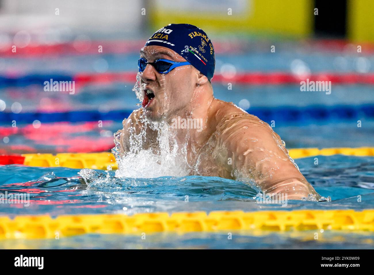 Simone Cerasuolo of GS Fiamme Oro competes in the 100m Breaststroke Men ...