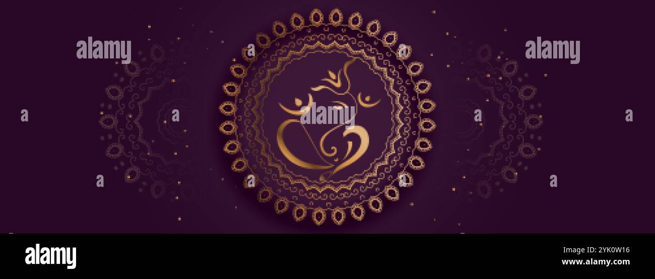 decorative lord ganesha design golden banner Stock Vector Image & Art ...