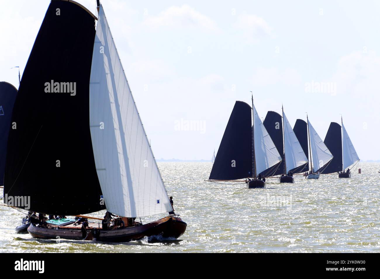 Traditional, flat-bottomed Frisian sailing ships in a yearly ...