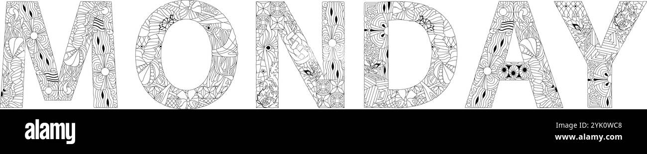 Monday text design for coloring, clean and simple for any purpose Stock ...