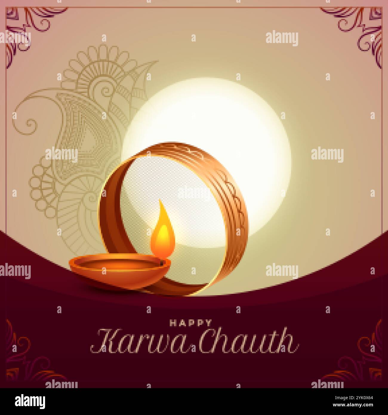 karwa chauth festival ceremony greeting background design Stock Vector ...