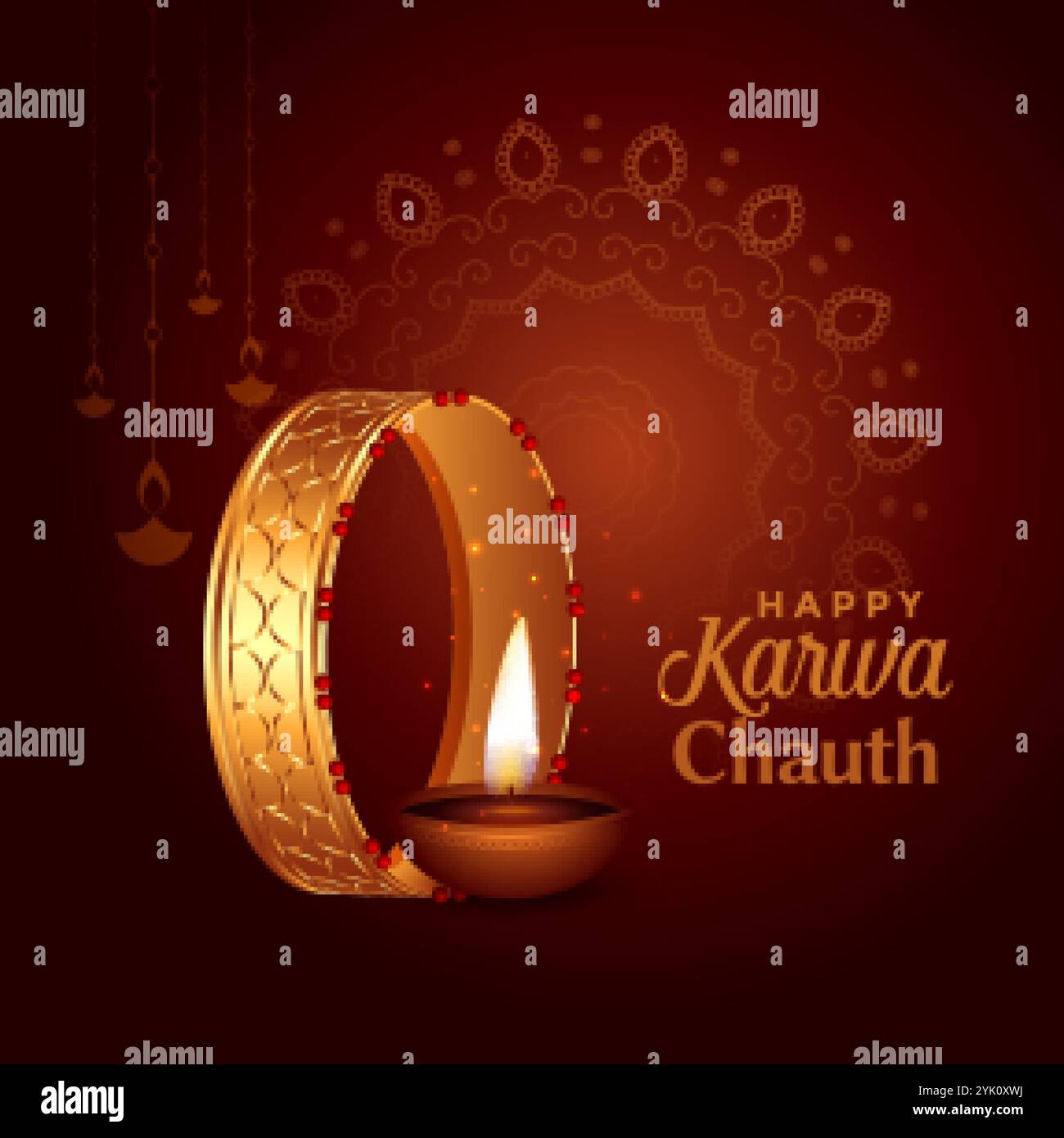 beautiful happy karwa chauth festival card design Stock Vector Image ...