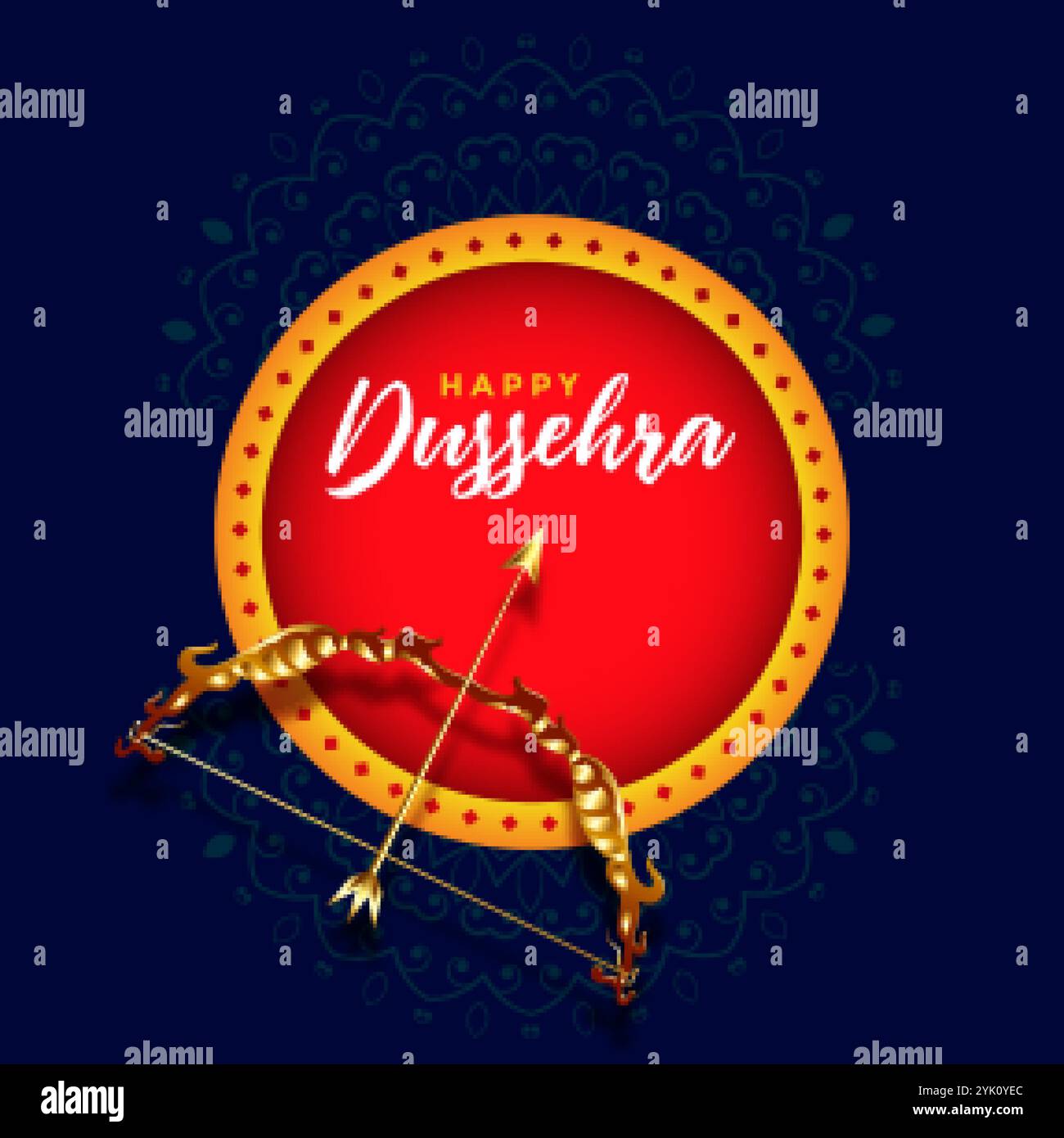 happy dussehra festival card design with dhanush baan Stock Vector ...