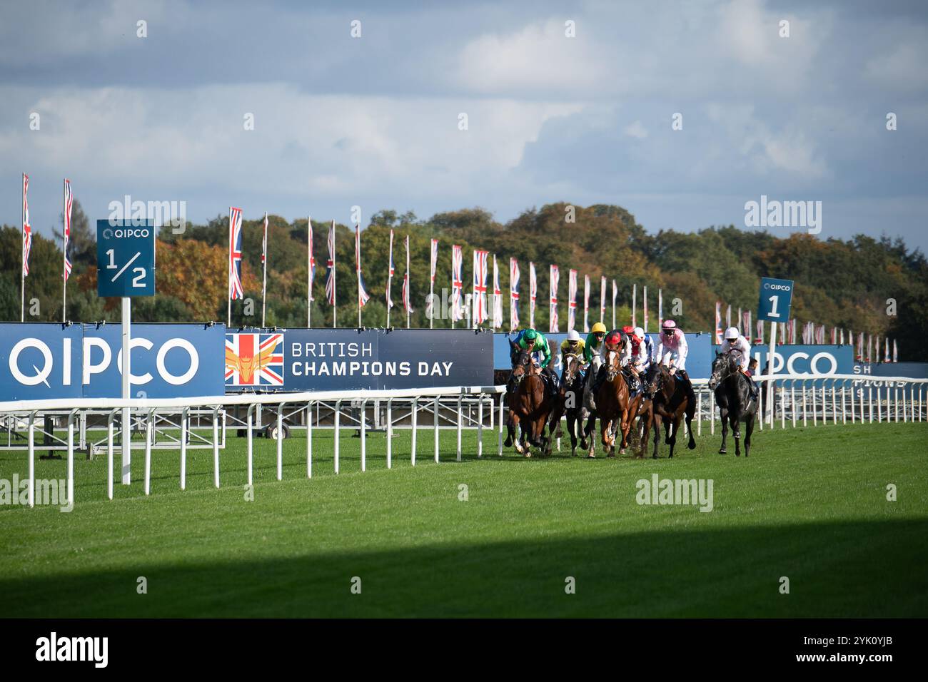 Ascot, Berkshire, UK. 19th October, 2024. Riders in the first mile of ...