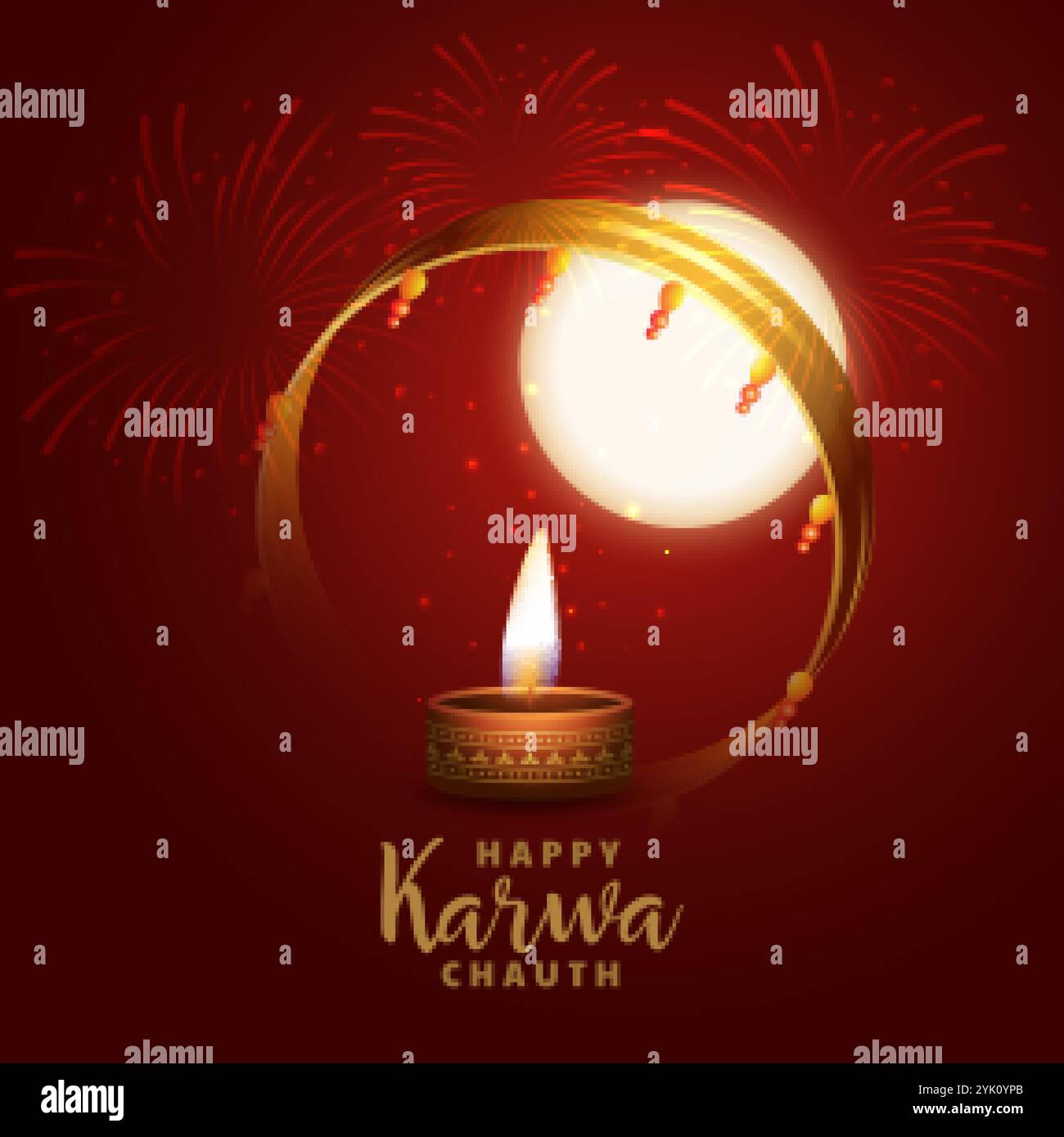 hindu festival of karwa chauth realistic background design Stock Vector ...