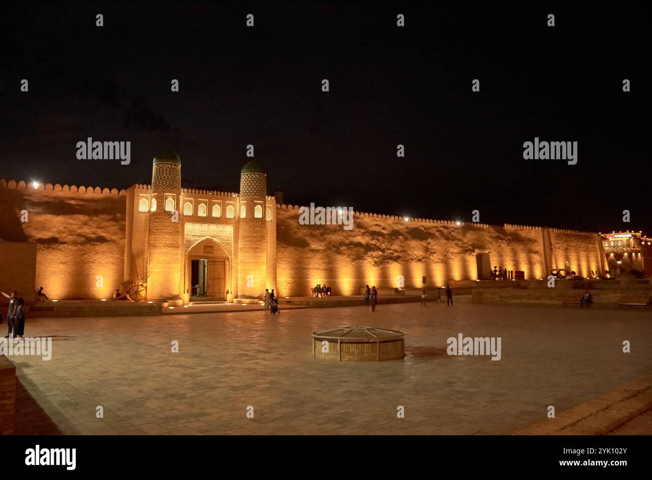 Khiva,Uzbekistan; September, 21,2024:The illuminated main gate of the ...
