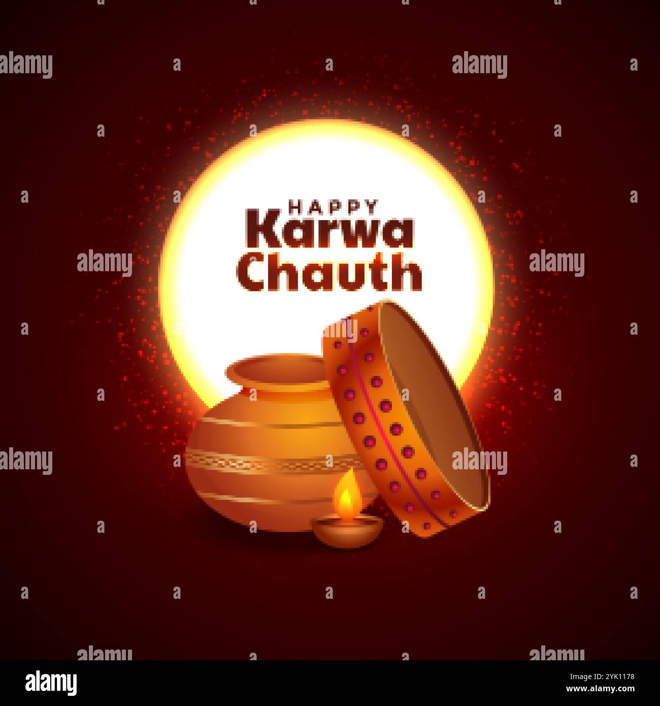 beautiful karwa chauth festival card design with decorative elements ...