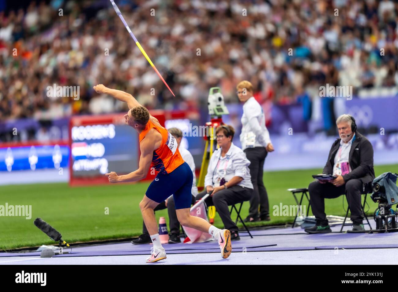 Sven Roosen (NED) competes in the javelin throw event of the Men's ...