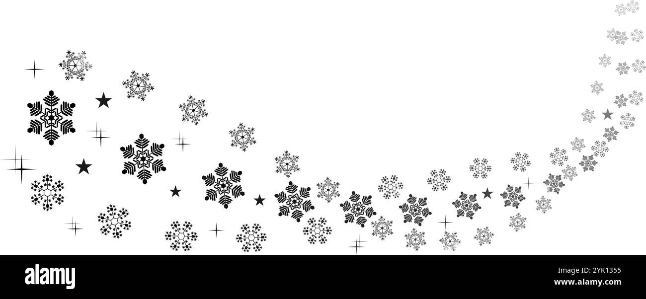 snow flakes falling with stars set vector illustration isolated on ...