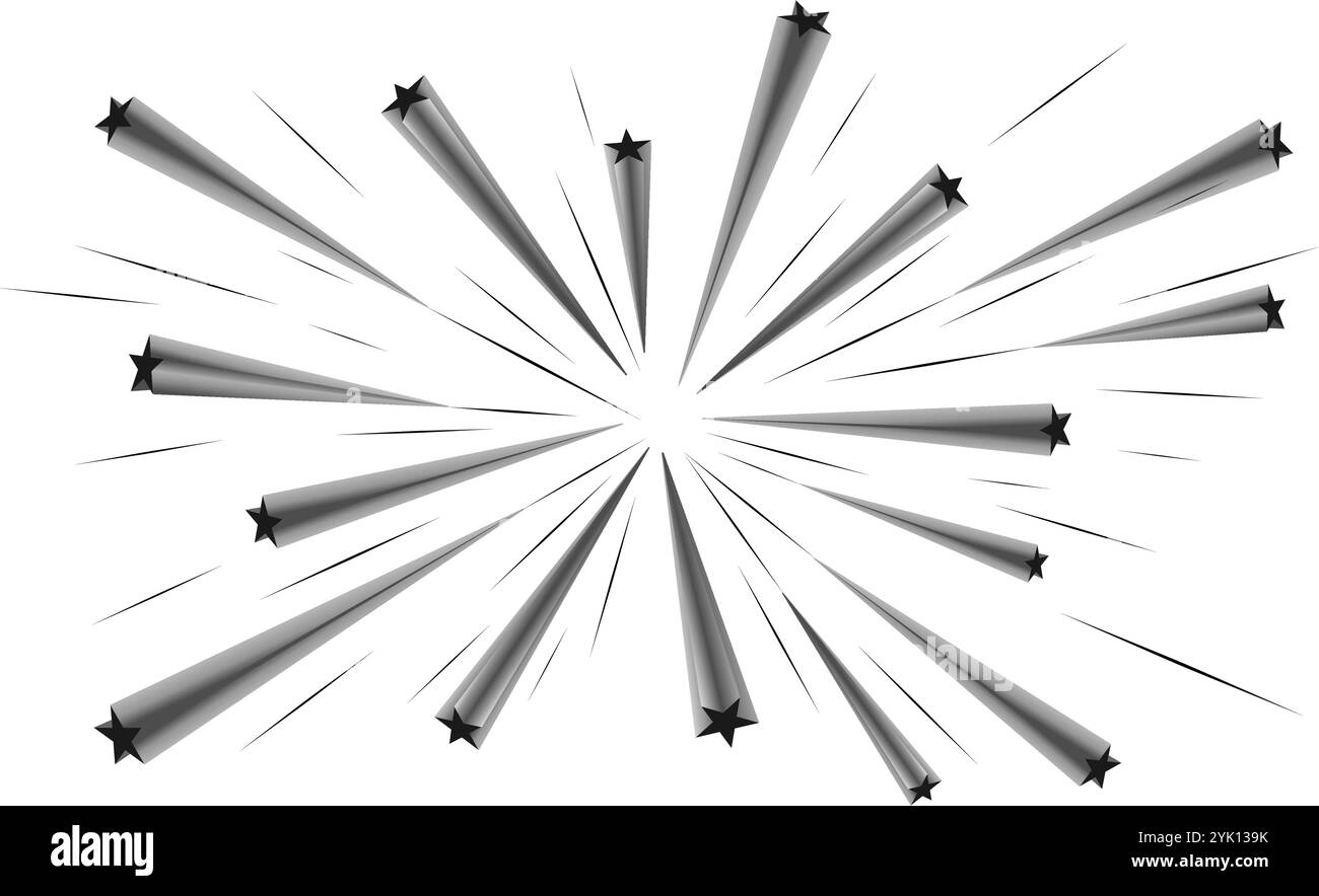 star explosion, shooting stars set vector illustration isolated on white background Stock Vector ...