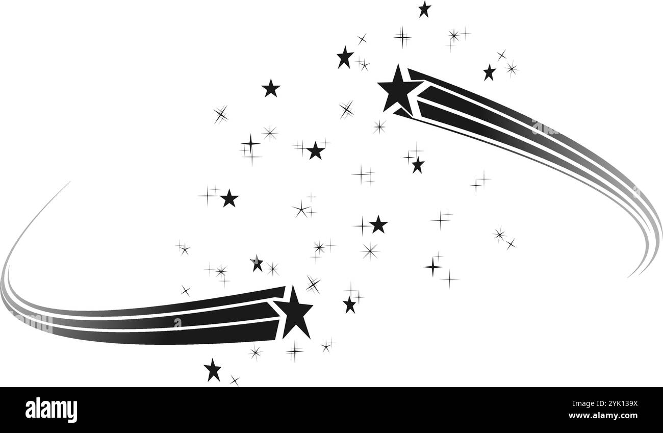 shooting stars from two side vector illustration isolated on white ...